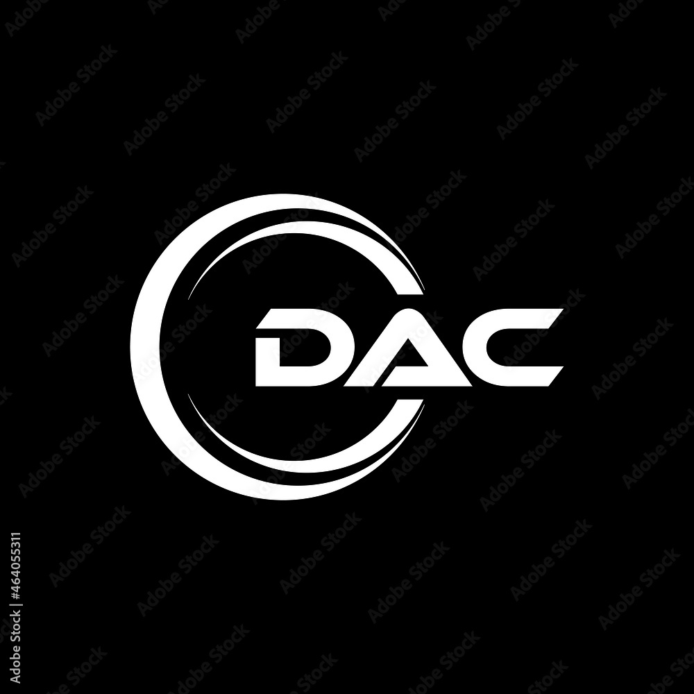 Vecteur Stock DAC letter logo design with black background in ...