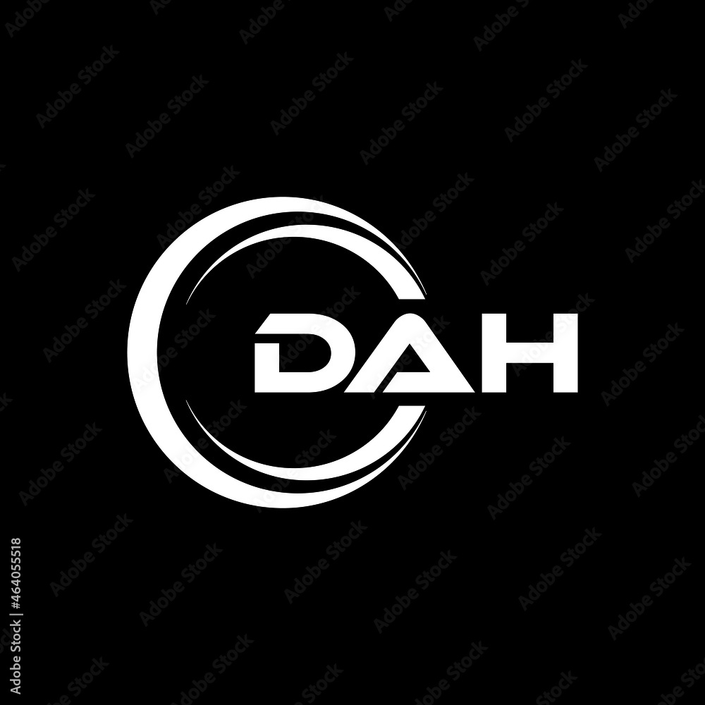 DAH letter logo design with black background in illustrator, vector ...