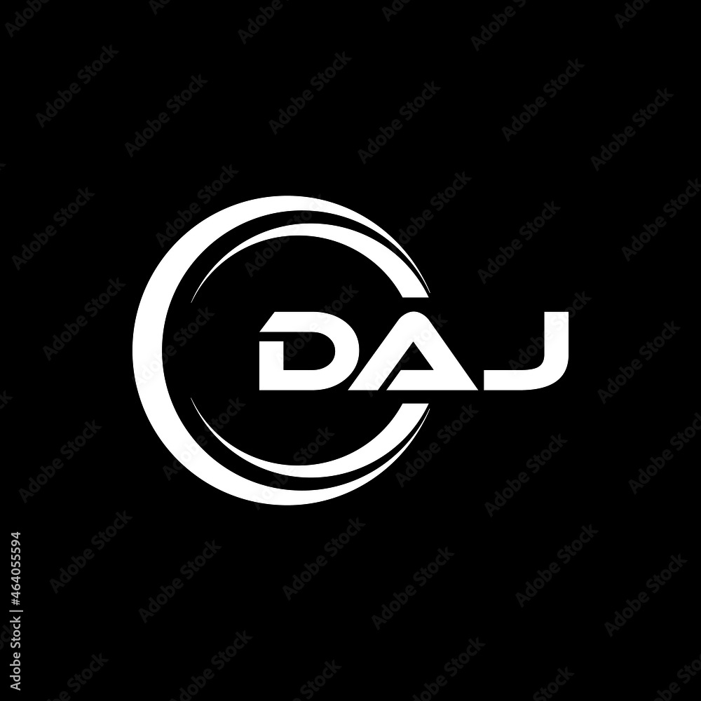 DAJ letter logo design with black background in illustrator, vector ...
