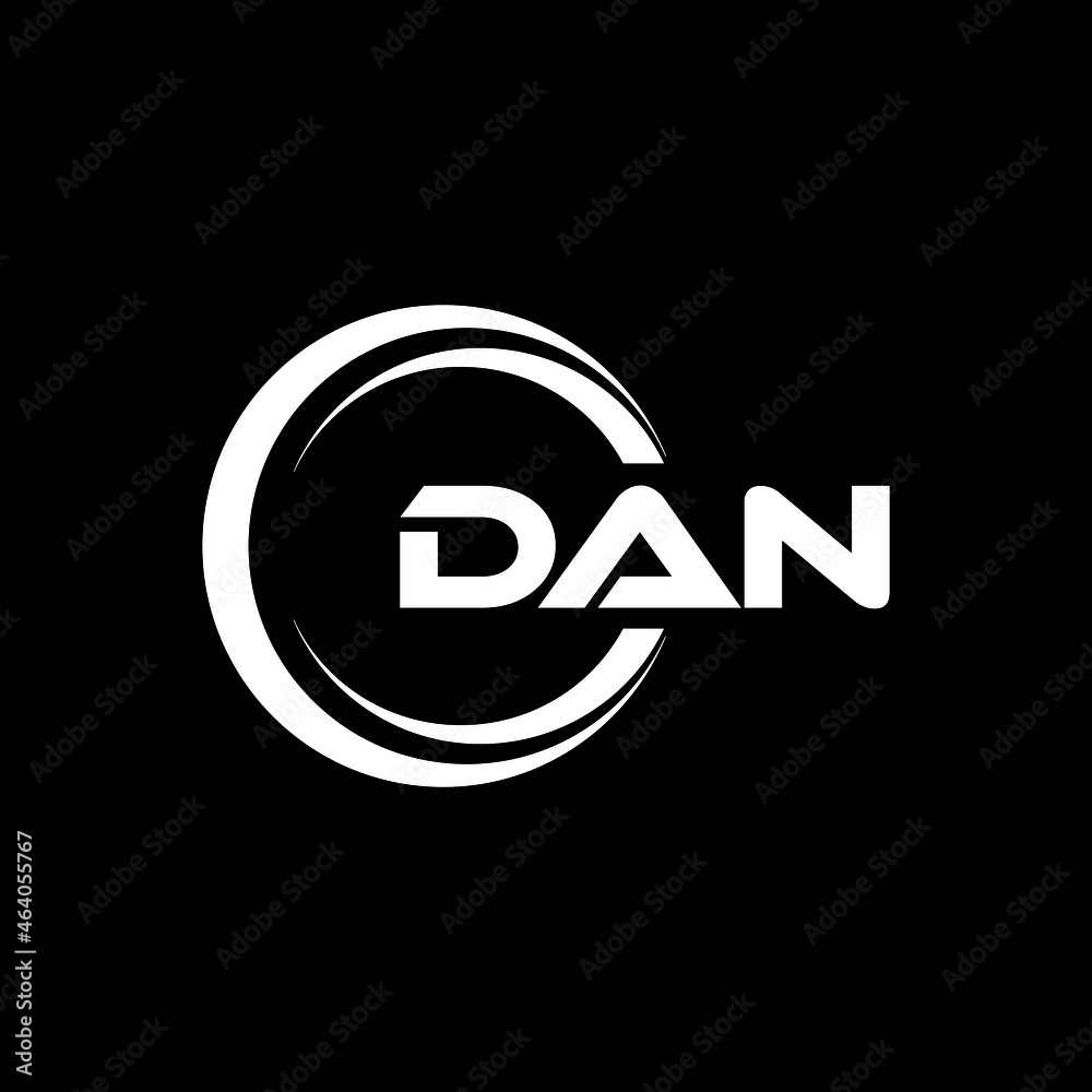 DAN letter logo design with black background in illustrator, vector ...