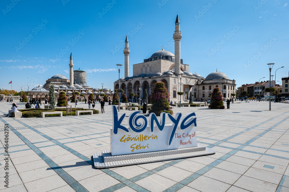 Konya, Turkey - September 2021: Konya old town's central square with ...