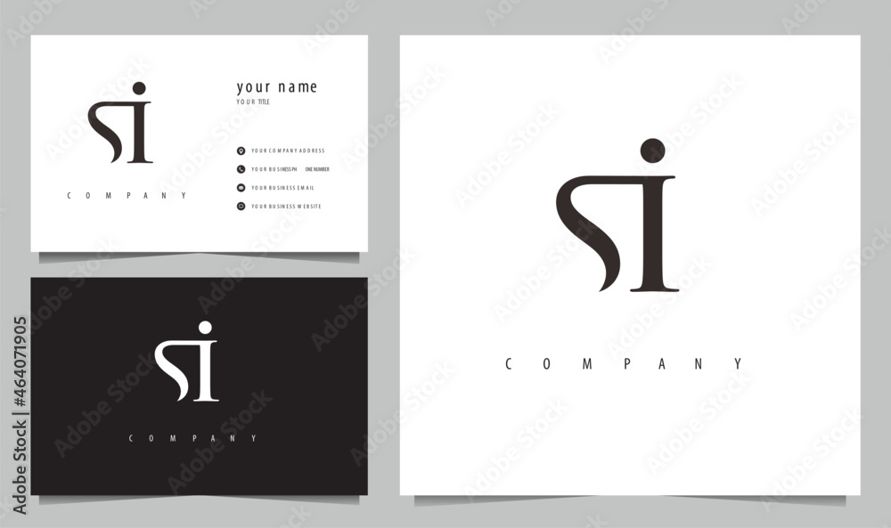 Initial SI logo and business card Stock Vector | Adobe Stock