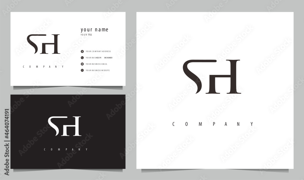Initial SH logo and business card Stock Vector | Adobe Stock
