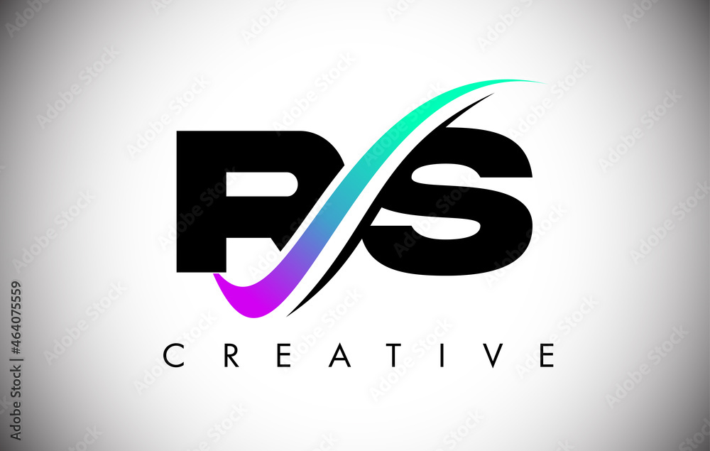 RS Letter Logo with Creative Swoosh Curved Line and Bold Font and ...