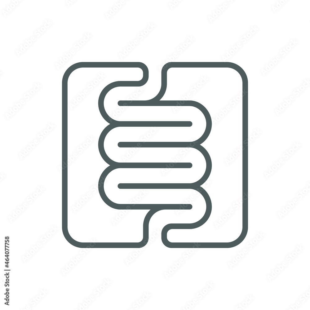 Intestine human organ icon. Intestine graphic sign isolated on white ...