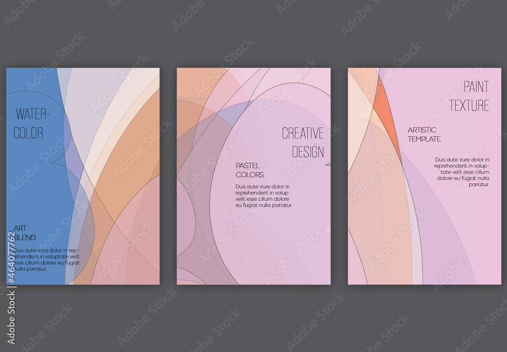 Flyer Layout with Abstract Overlapping Pastel Transparent Shapes Stock ...