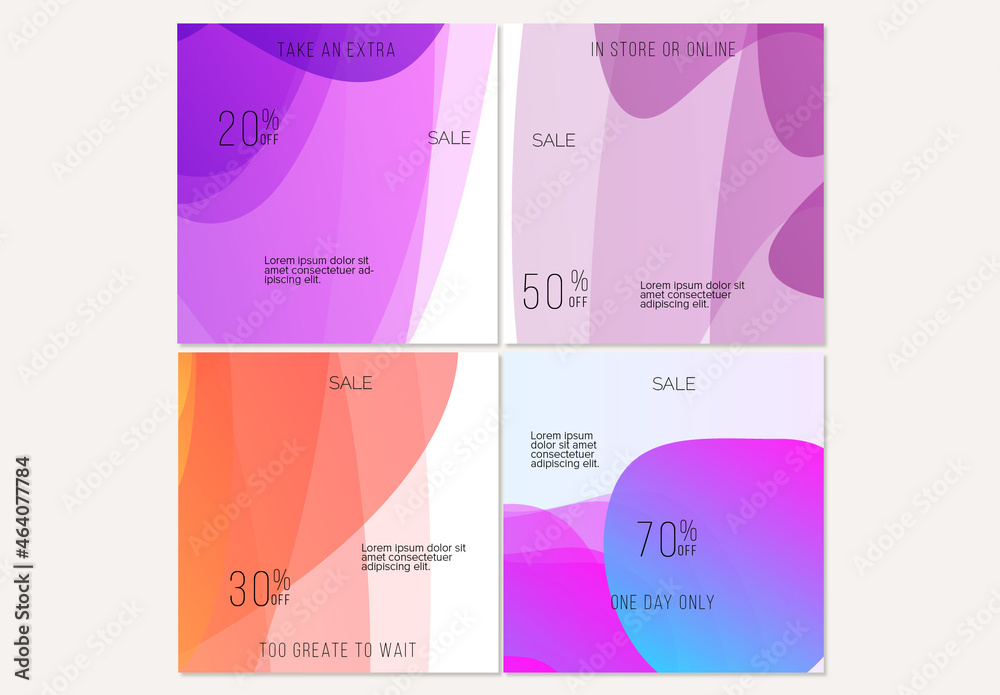 Social Media Post Layout with Transparent Overlapping Gradient Waves ...