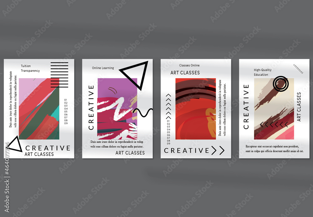 Flyer Layout with Black Geometric Shapes and Abstract Bright Rectangle ...