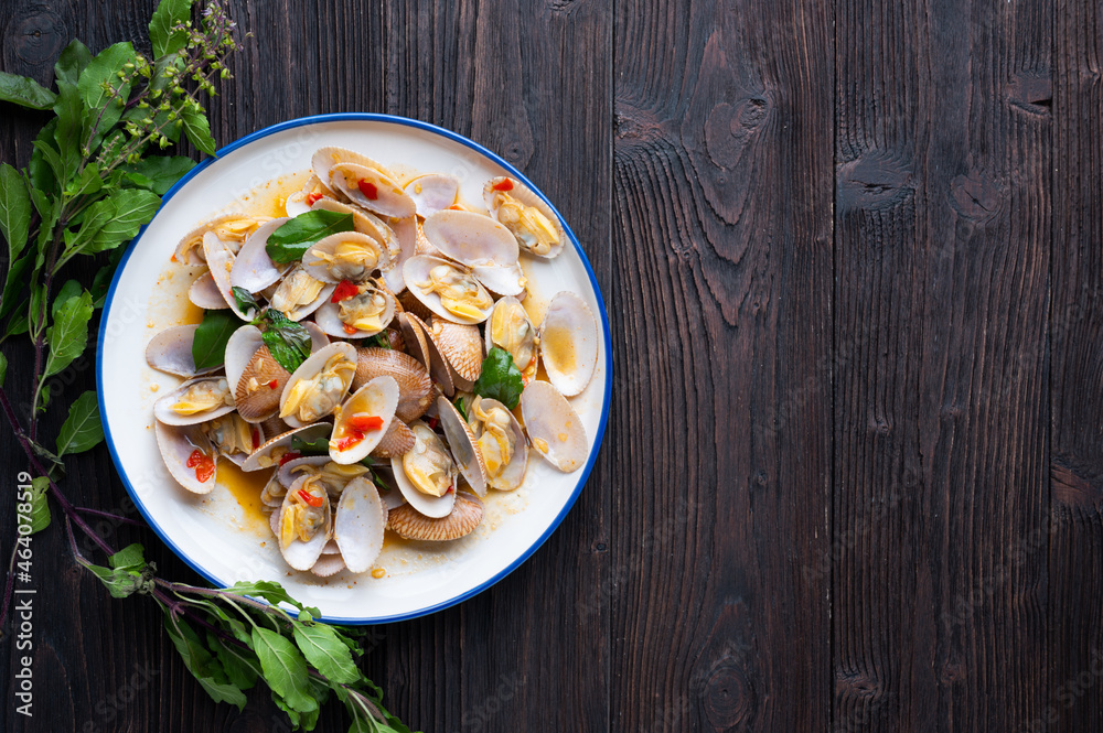 Stir fried Spicy Clam (Surf clam, Short necked clam, Carpet clam, Venus ...