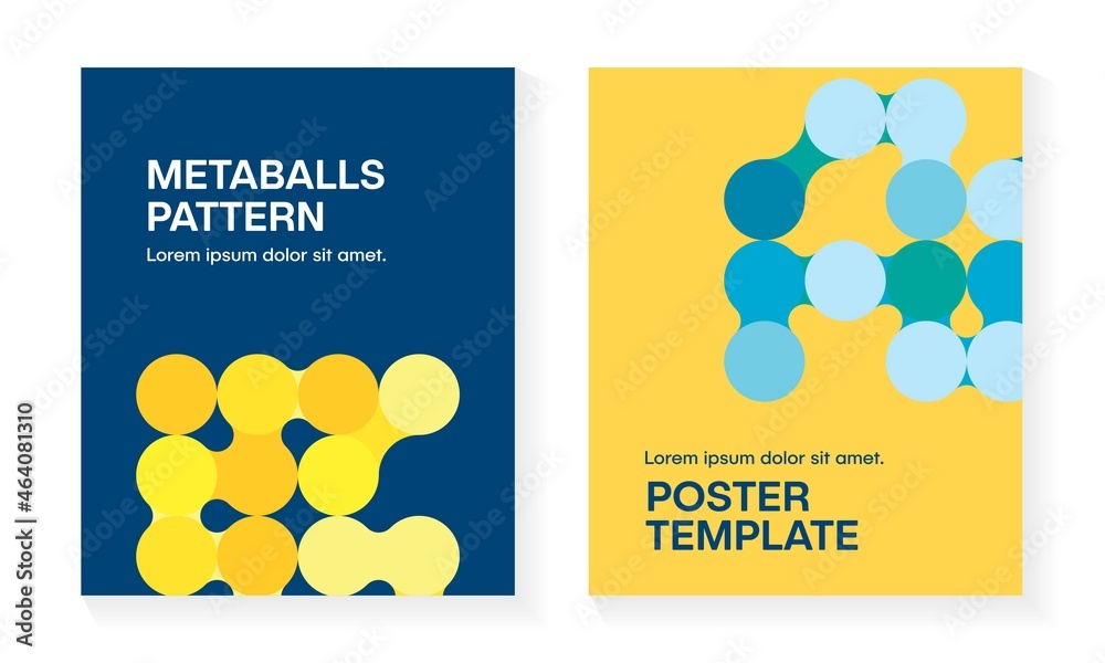 Metaballs Poster Design Pattern Blue and Yellow Vector Banner Design ...