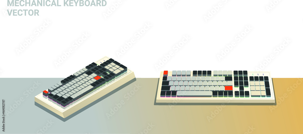 Mechanical Keyboard Vector in colored LED isometric 3D illustration ...
