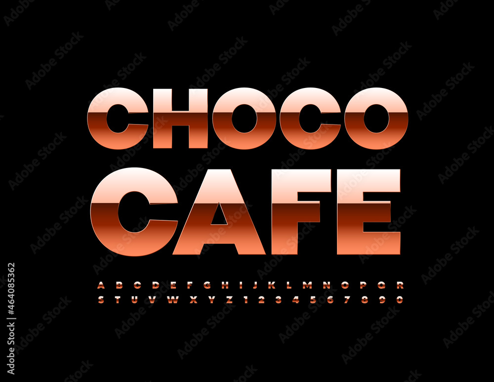 Vector golden Logo Choco Cafe. Luxury Font. Shiny Alphabet Letters and ...