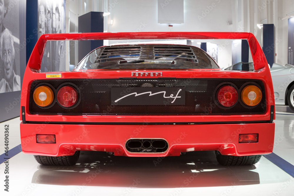 Ferrari F40 Rear View at Enzo Ferrari Museum Stock Photo | Adobe Stock