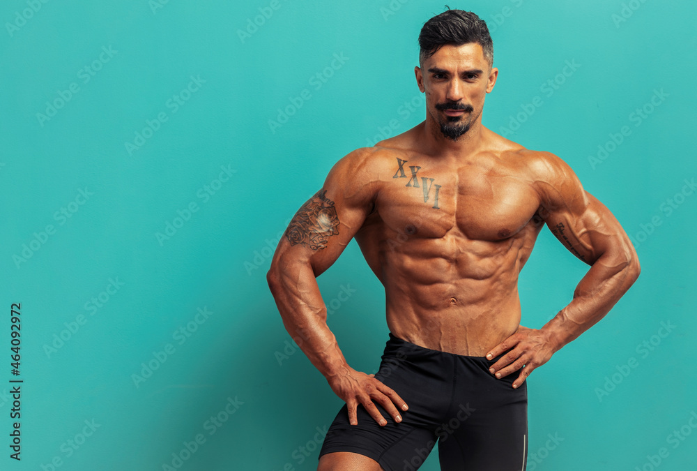 Handsome Fit, Muscular, Bodybuilding Men Posing and Flexing Muscles ...