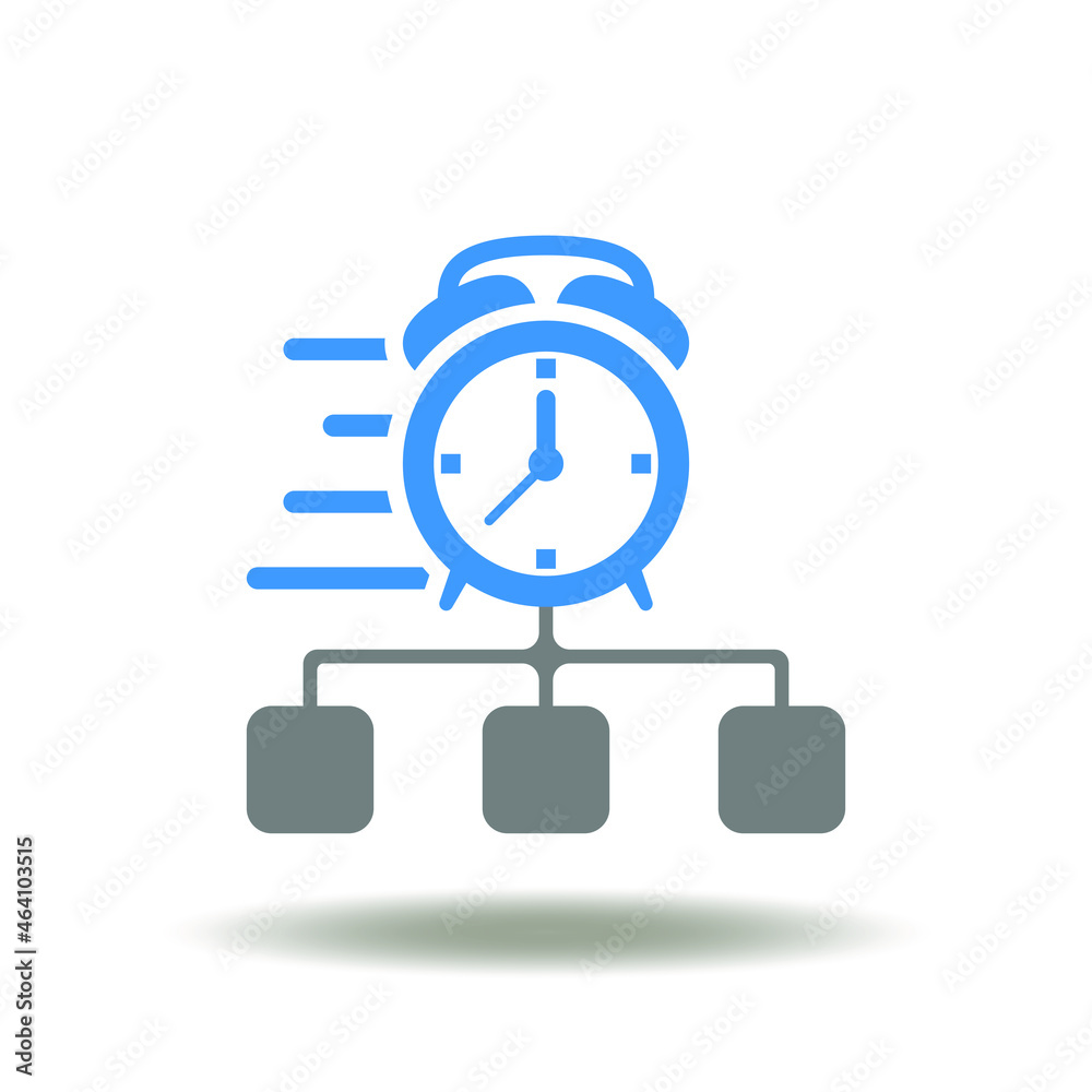 Vector illustration of chart with alarm clock speed moving. Symbol of ...