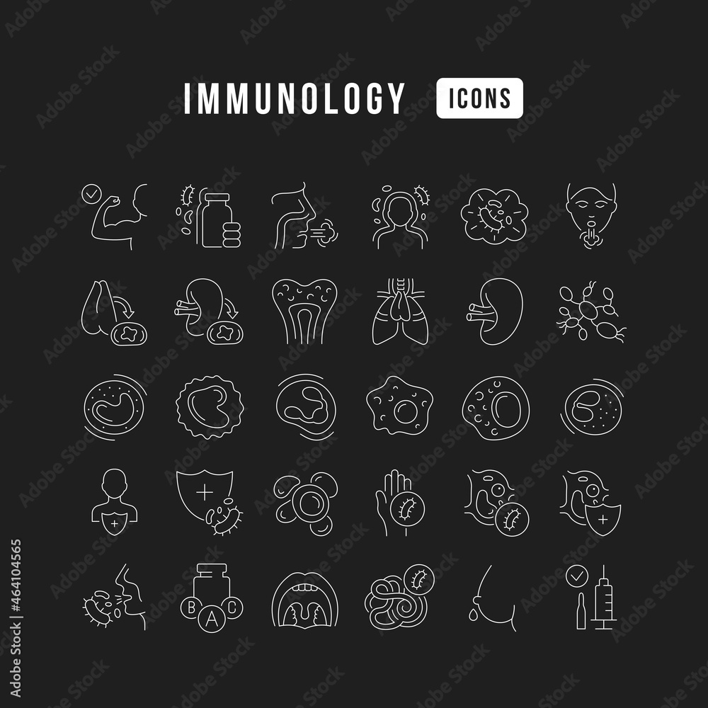 Immunology. Collection of perfectly thin icons for web design, app, and ...