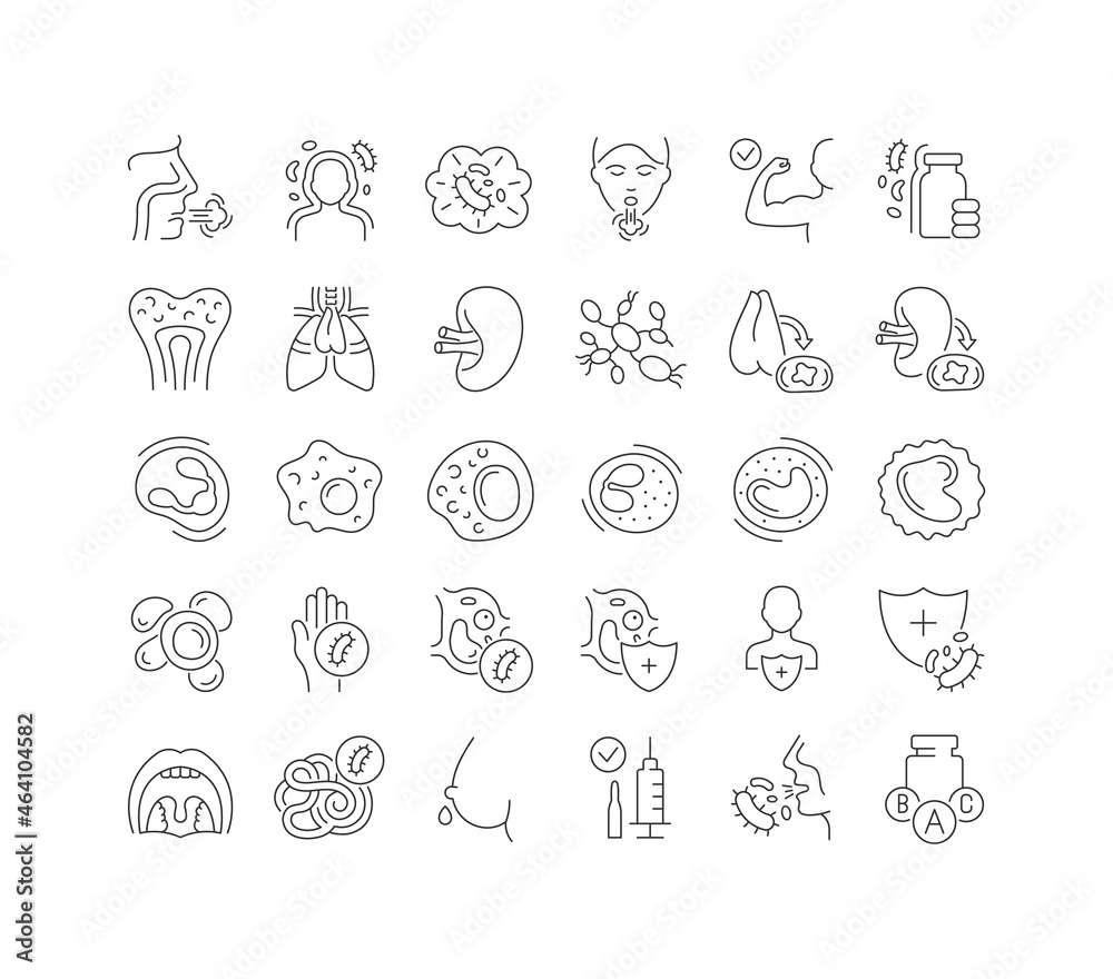 Immunology. Collection of perfectly thin icons for web design, app, and ...