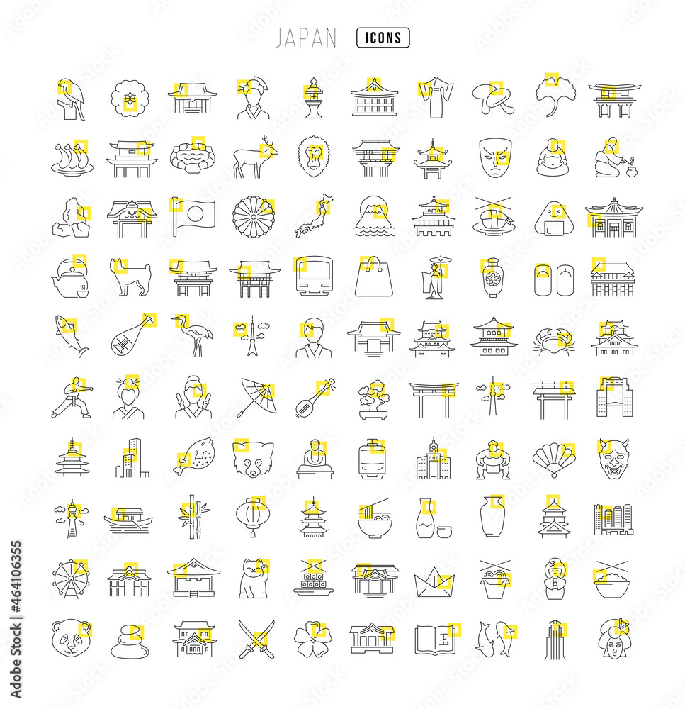 Japan. Collection of perfectly thin icons for web design, app, and the ...