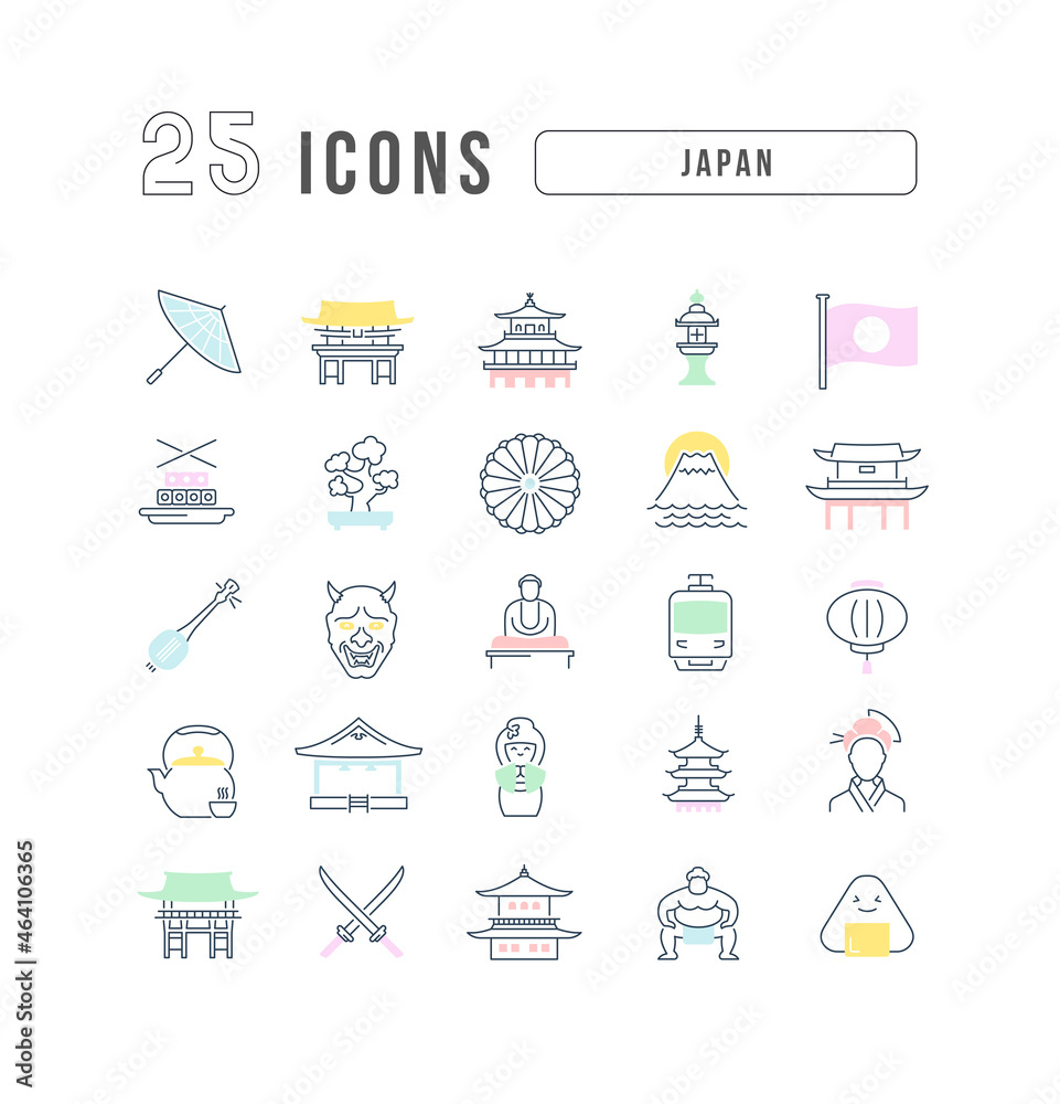 Japan. Collection of perfectly thin icons for web design, app, and the ...