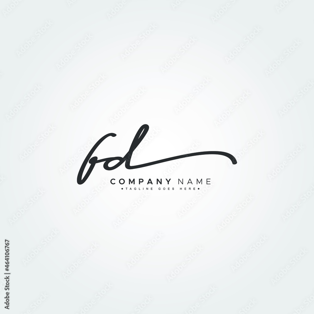 Initial Letter FD Logo - Handwritten Signature Style Logo Stock Vector ...