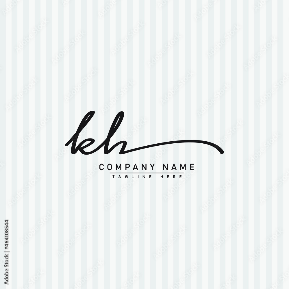 Initial Letter KH Logo - Handwritten Signature Logo Stock Vector ...