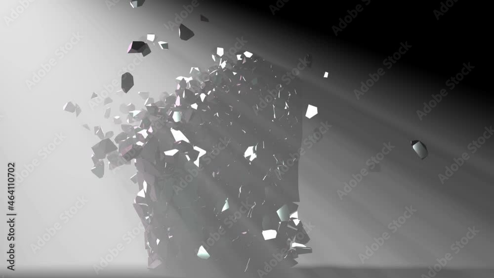 Destruction of the structure collapse architecture metal box broken of ...