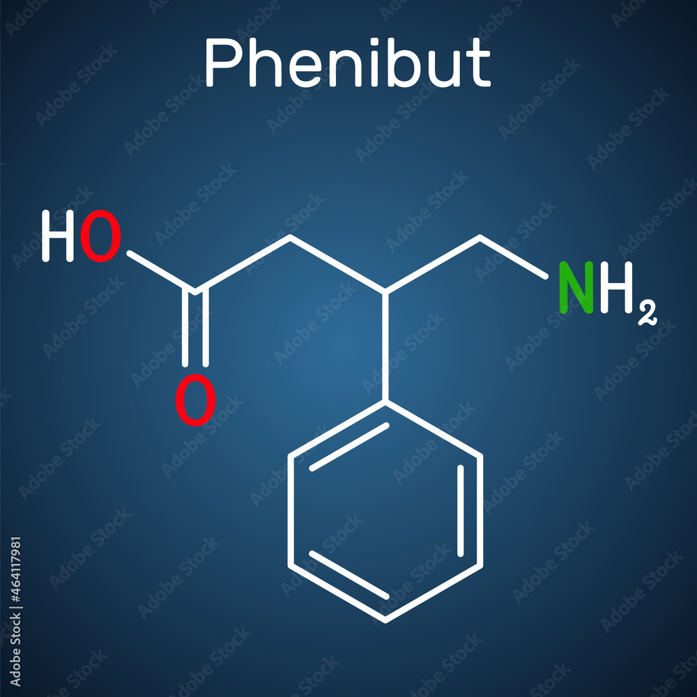 Phenibut molecule. It is central nervous system depressant with ...