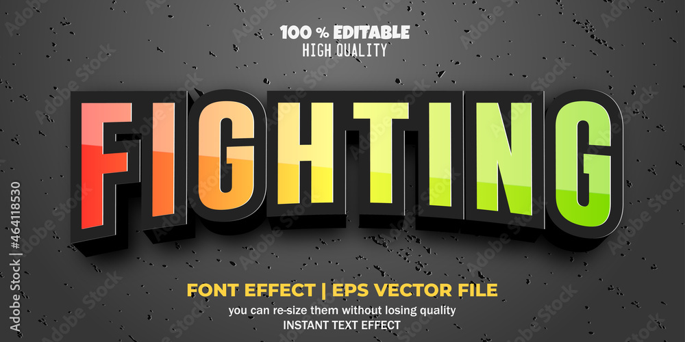 Editable font effect fighting text style Stock Vector | Adobe Stock
