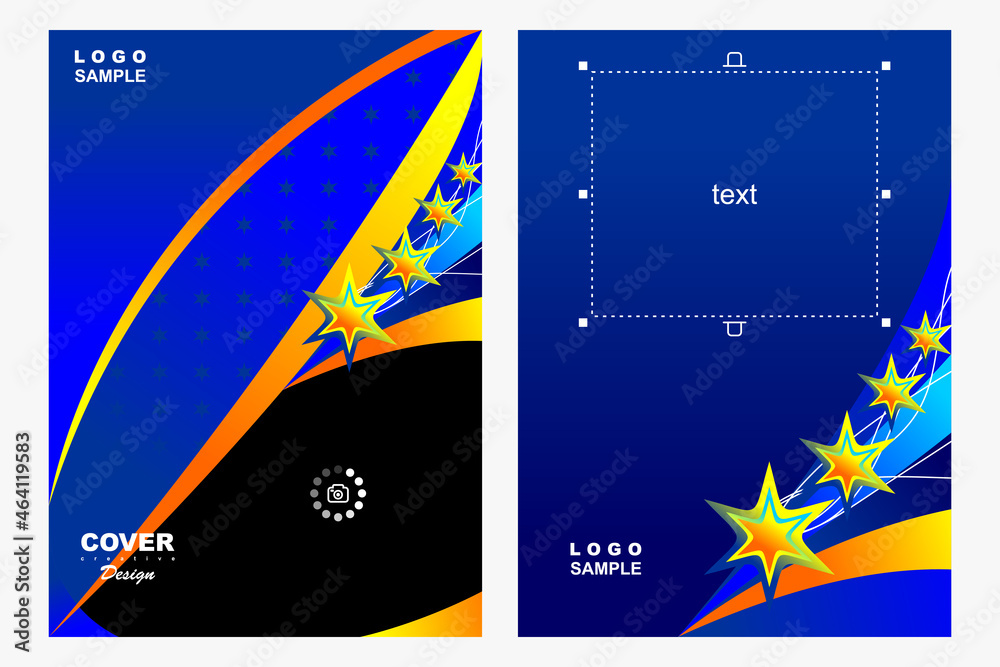 blue brochure in letter b style. brochure in star and wave ornament ...