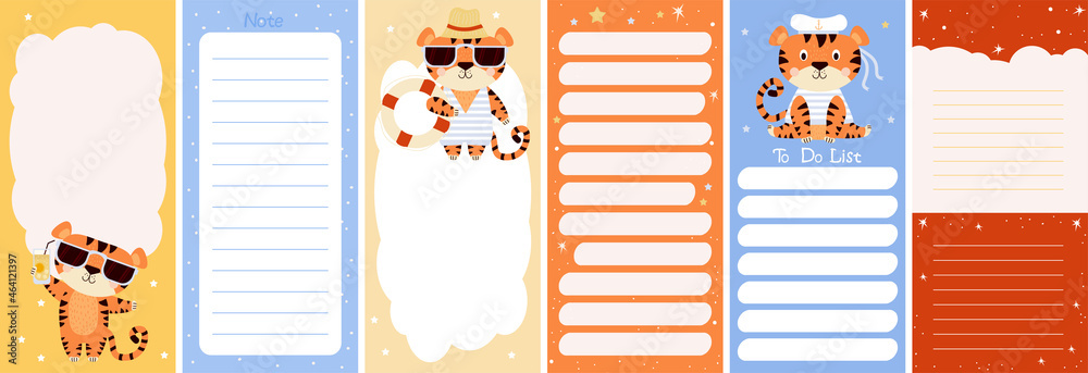 Set of weekly or daily planner, note paper, to-do list decorated with ...