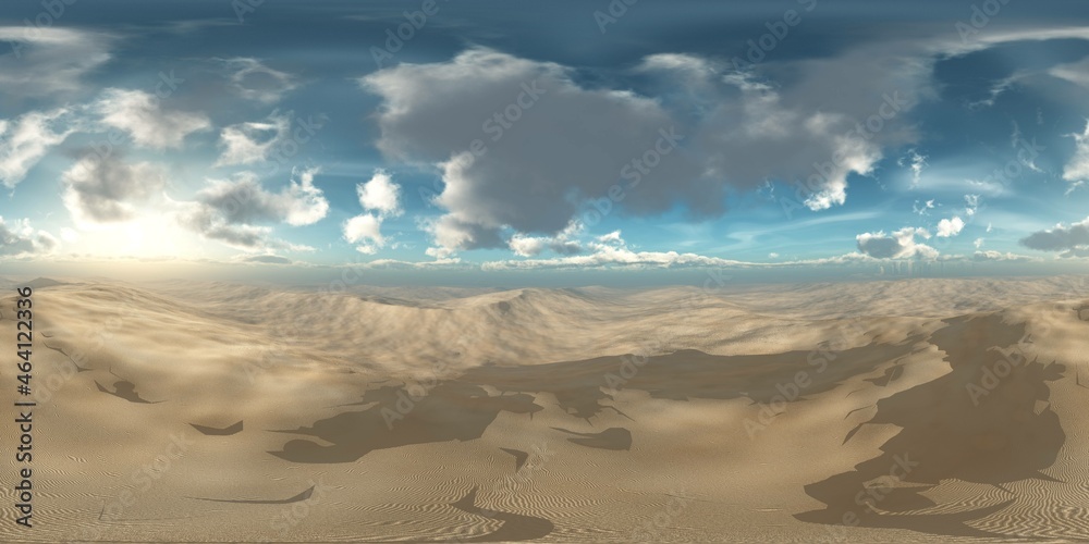 Panorama of sandy desert. Environment map, HDRI, equidistant projection ...