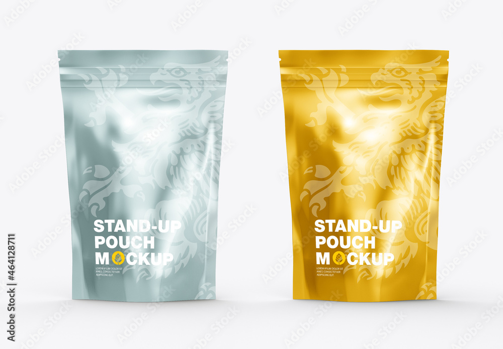 Glossy Stand-Up Pouch Mockup Stock Template | Adobe Stock