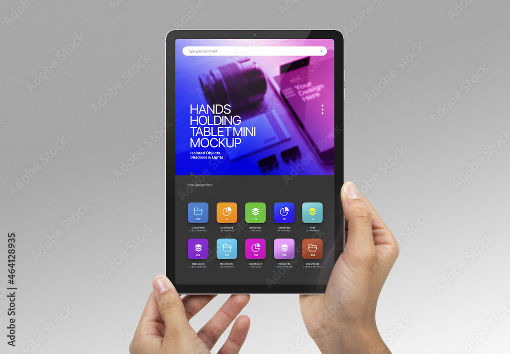 Hands Holding Tablet Mockup Stock Template | Adobe Stock