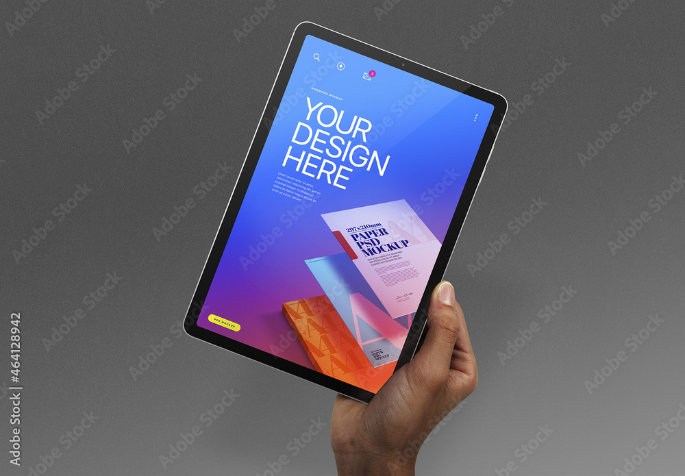 Hand Holding Tablet Mockup Stock Template | Adobe Stock