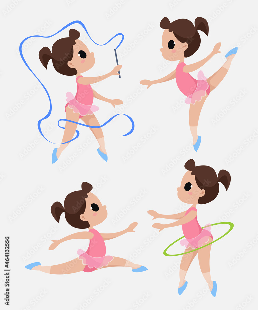 Seth little girls ballerinas. Vector in cartoon style. Children s ...