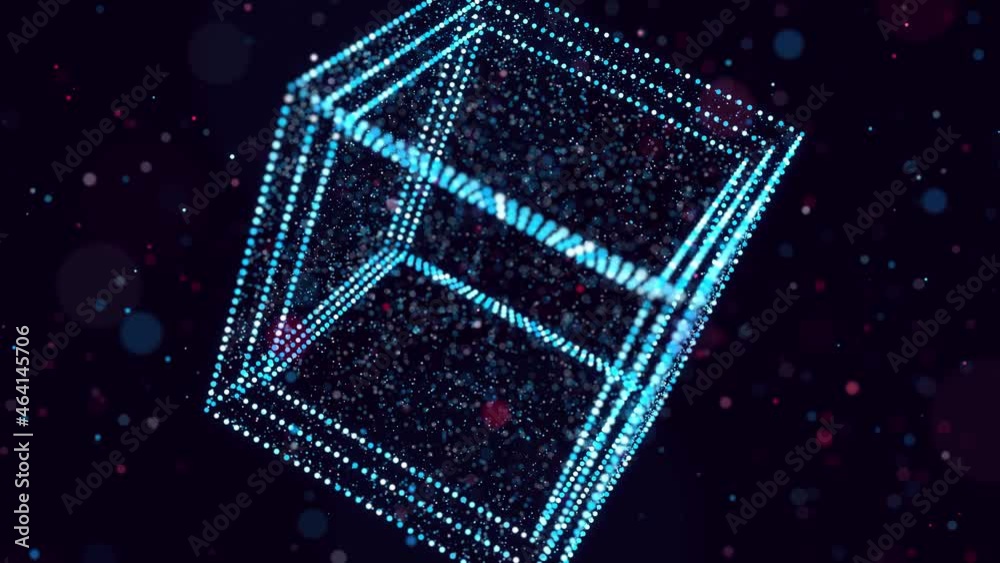 Abstract glow particles form 3d object in space. Cubes. Vj loop as bg ...