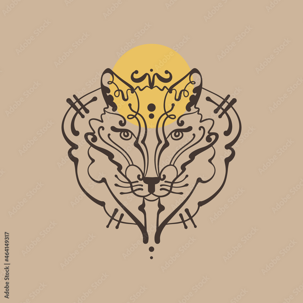 Magic fox spiritual animal. Modern witchcraft mystic logo. Mystical ...