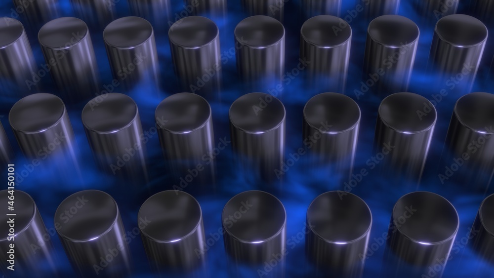 Nuclear fuel rods. Fuel cells. Nuclear reactor, power plant fuel rods ...