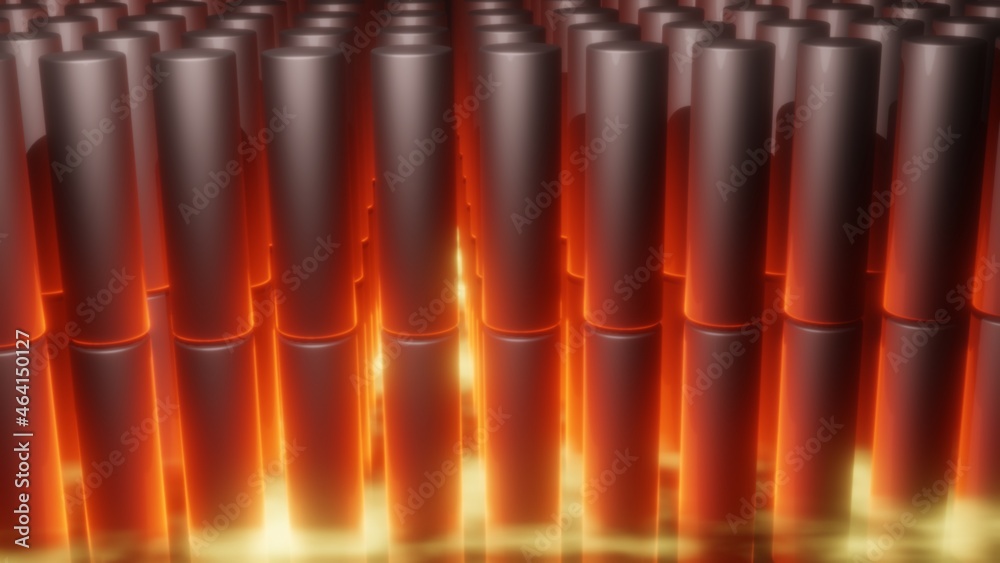 Glowing hot nuclear reactor, power plant fuel rods overheating ...