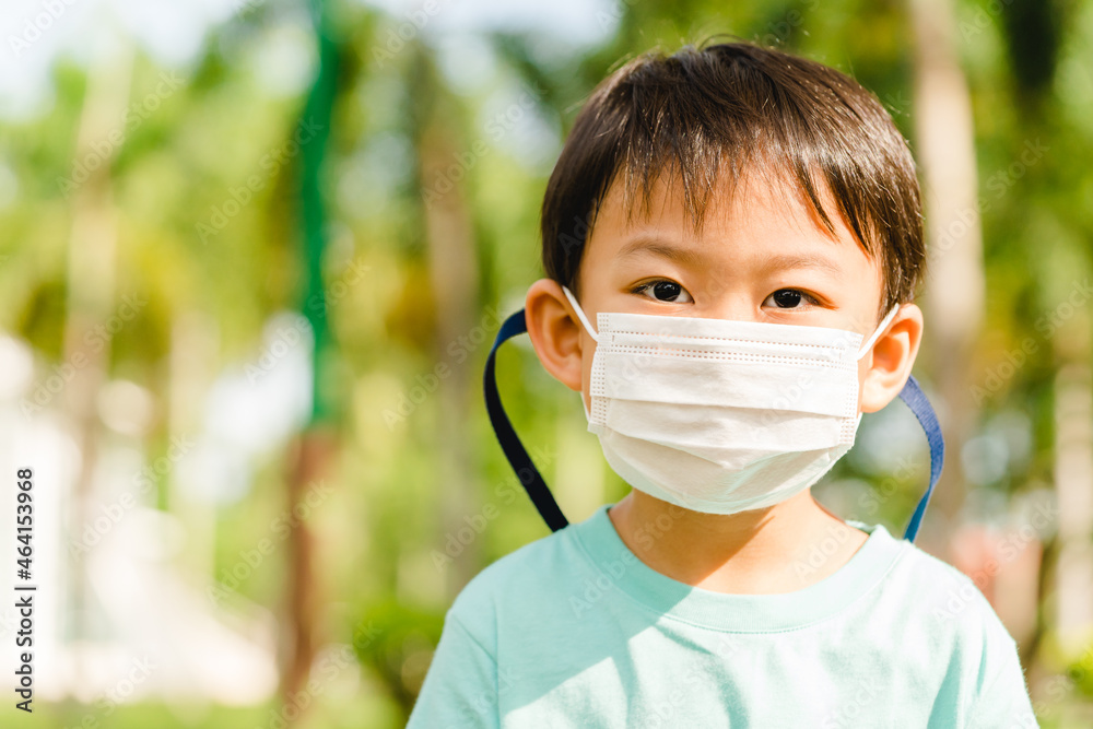 Coronavirus Covid-19.Back to school Stay safe concept.Asian korean boy ...