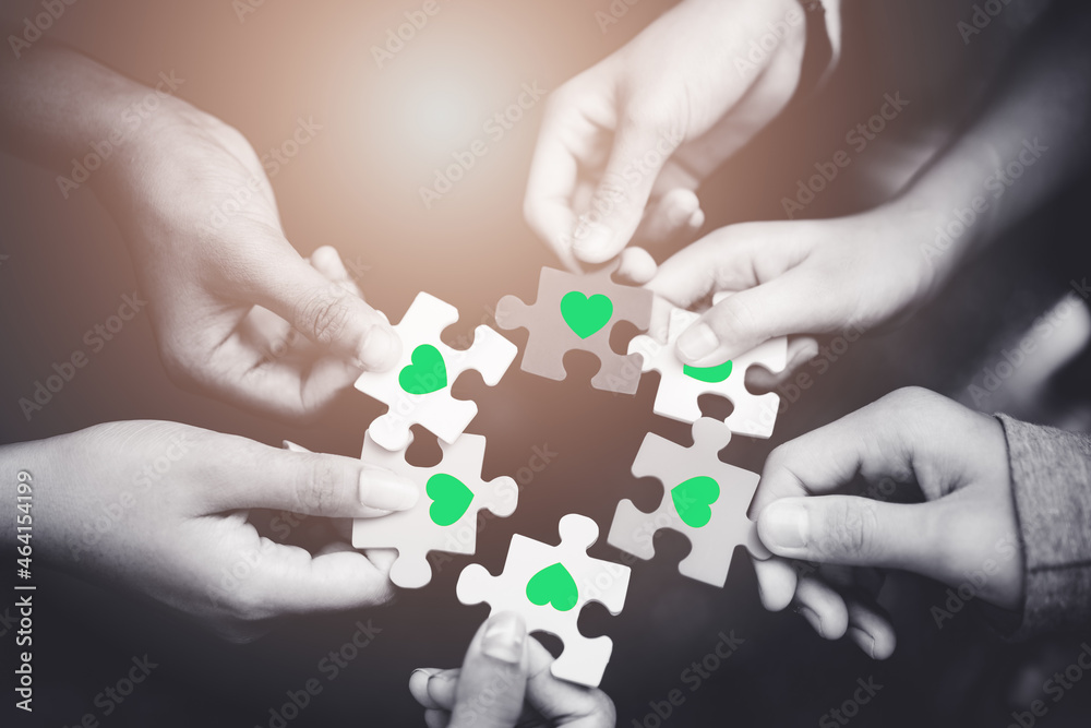 ESG of environmental, social and governance.young people putting jigsaw ...