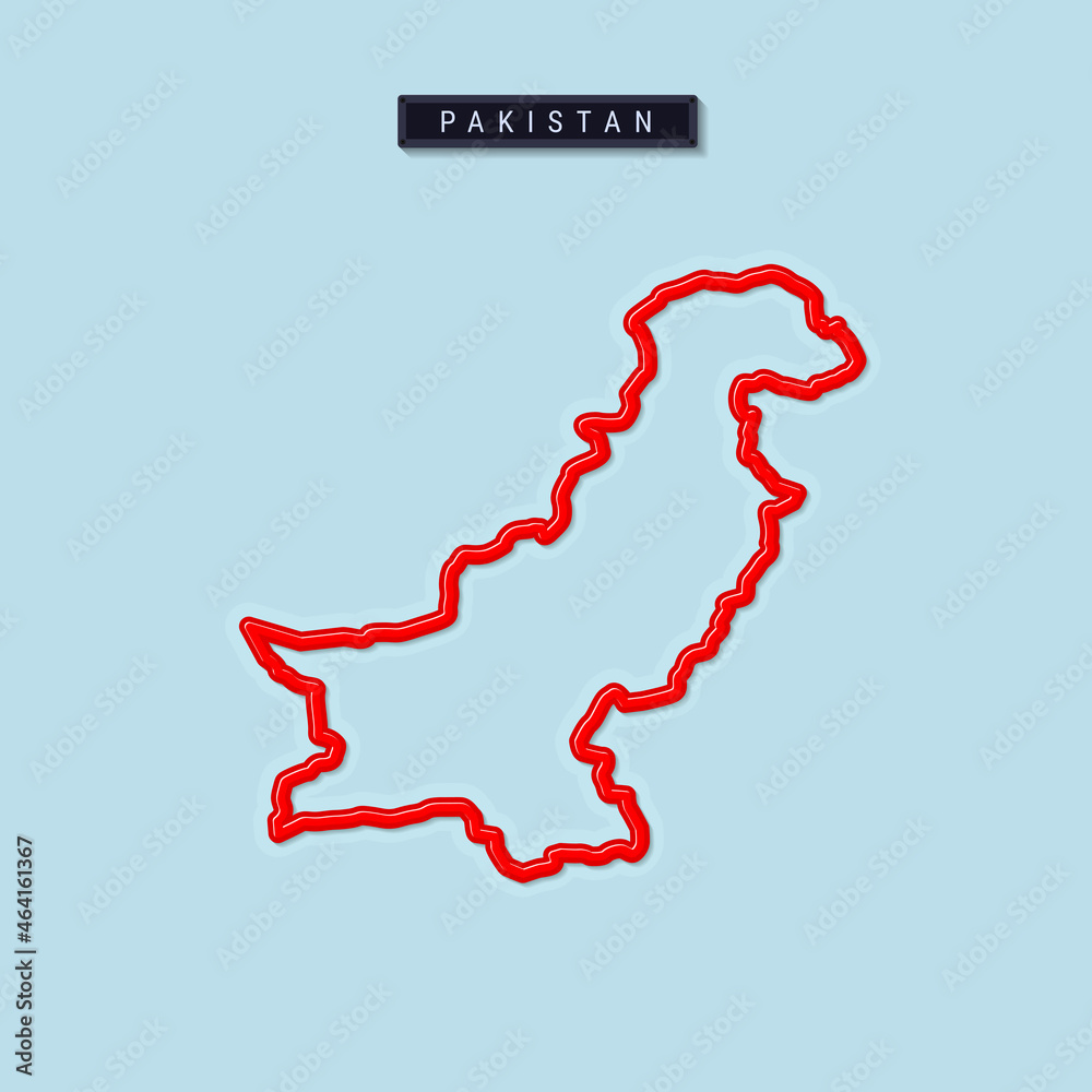 Pakistan bold outline map. Vector illustration Stock Vector | Adobe Stock
