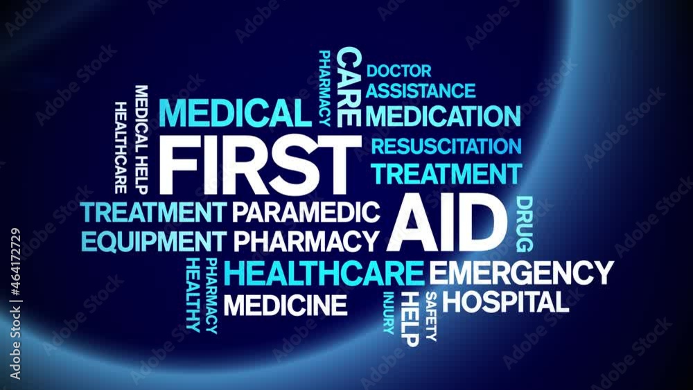 First Aid Animated Tag Word Cloud;Text Design Animation typography ...
