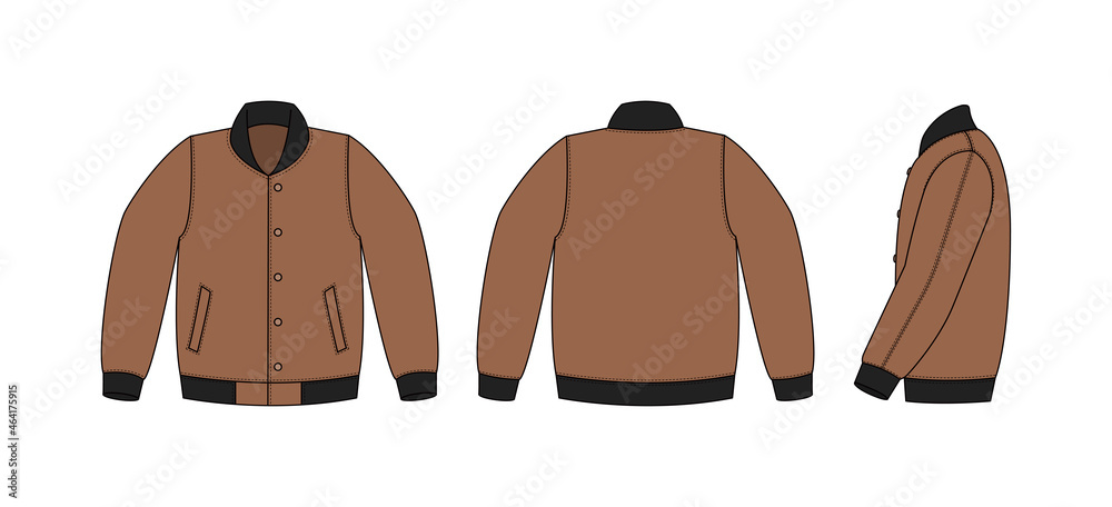 Varsity jacket ( baseball jacket ) template illustration(front,back and ...