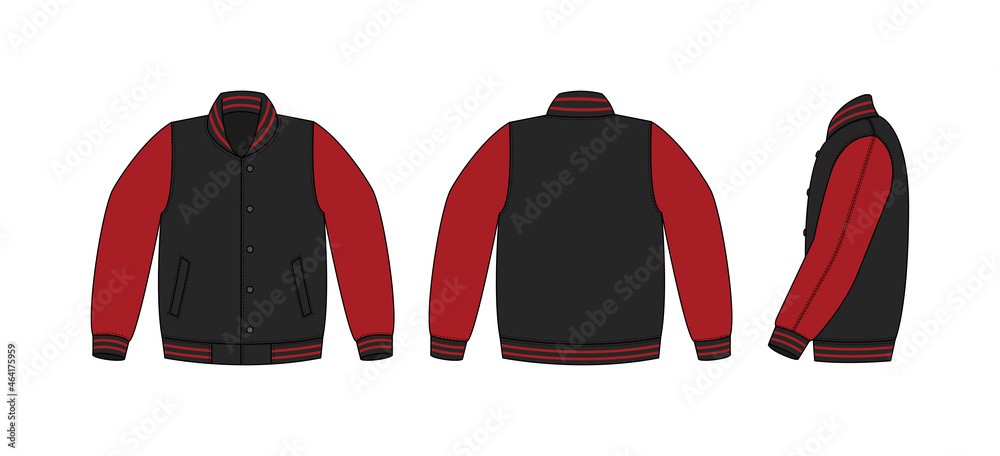 Varsity jacket ( baseball jacket ) template illustration(front,back and ...