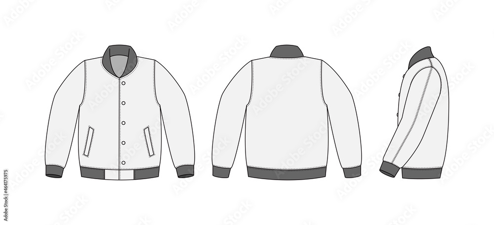 Varsity jacket ( baseball jacket ) template illustration(front,back and ...