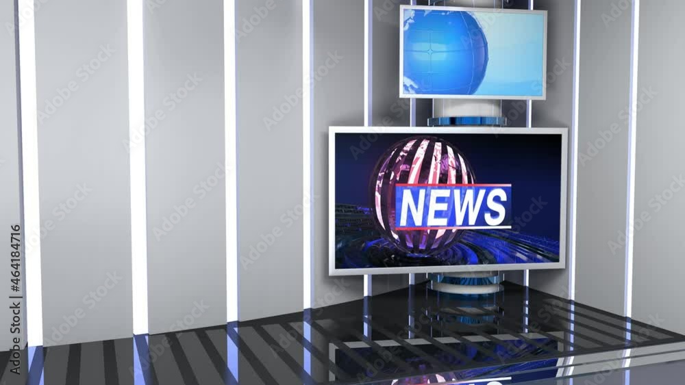 News TV Studio Set - Virtual Green Screen Background Loop motion ...