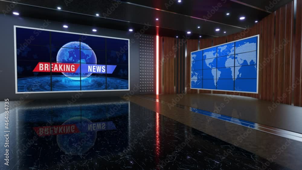 News TV Studio Set - Virtual Green Screen Background Loop motion ...