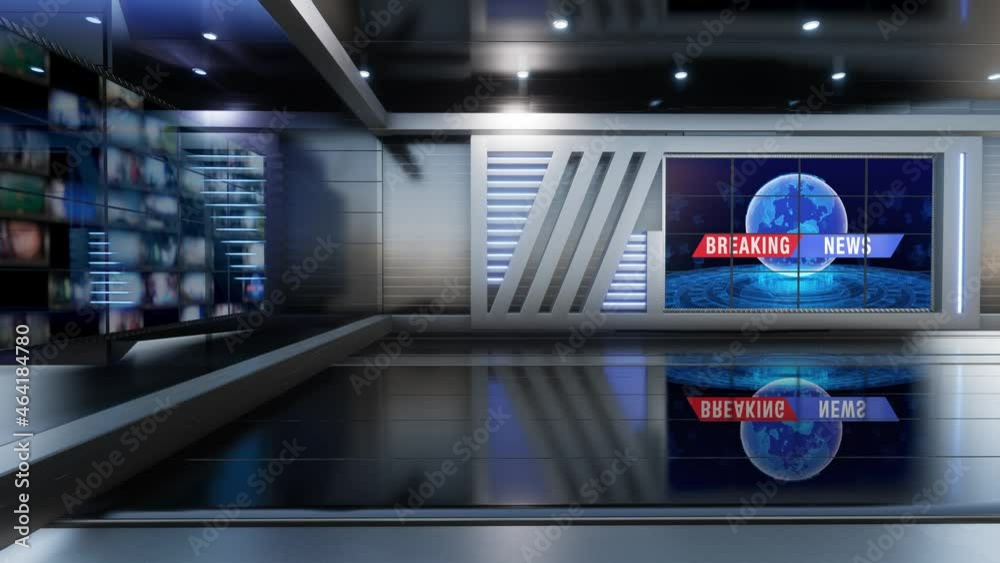 News TV Studio Set - Virtual Green Screen Background Loop motion ...