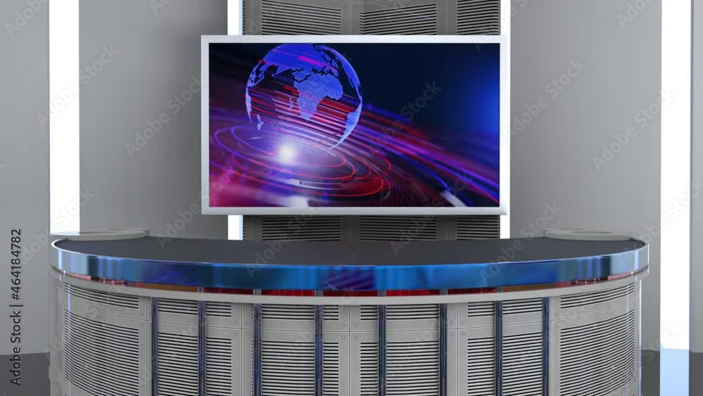 News TV Studio Set - Virtual Green Screen Background Loop motion ...